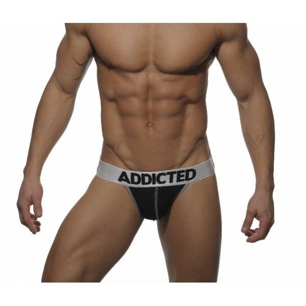 Addicted AD06 Push Up Jockstrap Zwart-Zilver