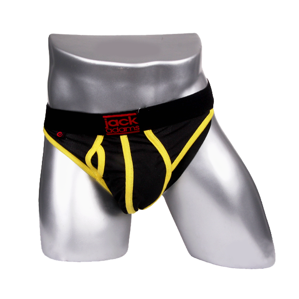 Jack Adams Bodyflex Mesh Jockstrap Zwart Geel